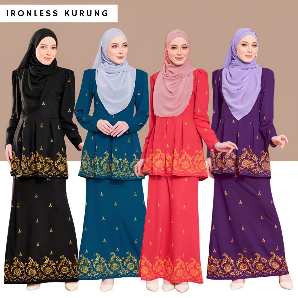 Baju Kurung Ironless Moss Crepe Printed Kurung Ironless Tanpa Gosok ...