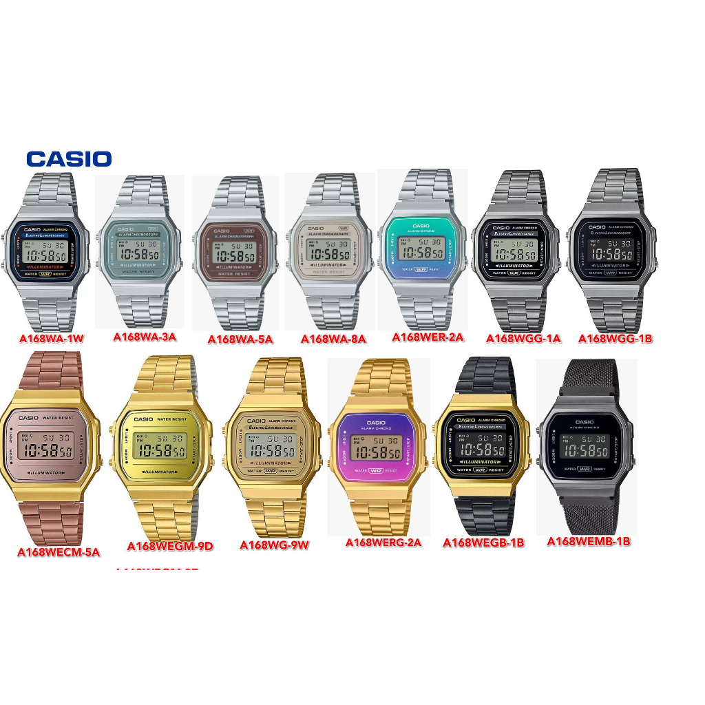 CASIO STANDARD A-168WA / A168WA / A168WGG / A168WER / A168WERG Digital ...