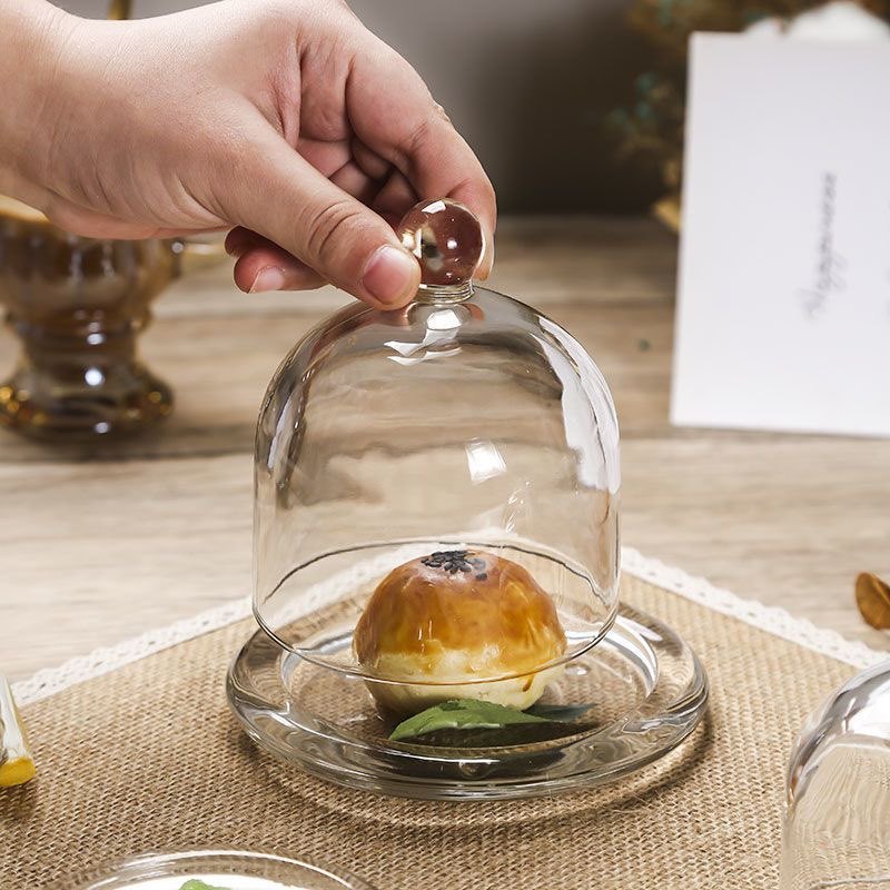 Glass Cake Stand with Dome Cover Cake Display Appetizer Dessert Server ...