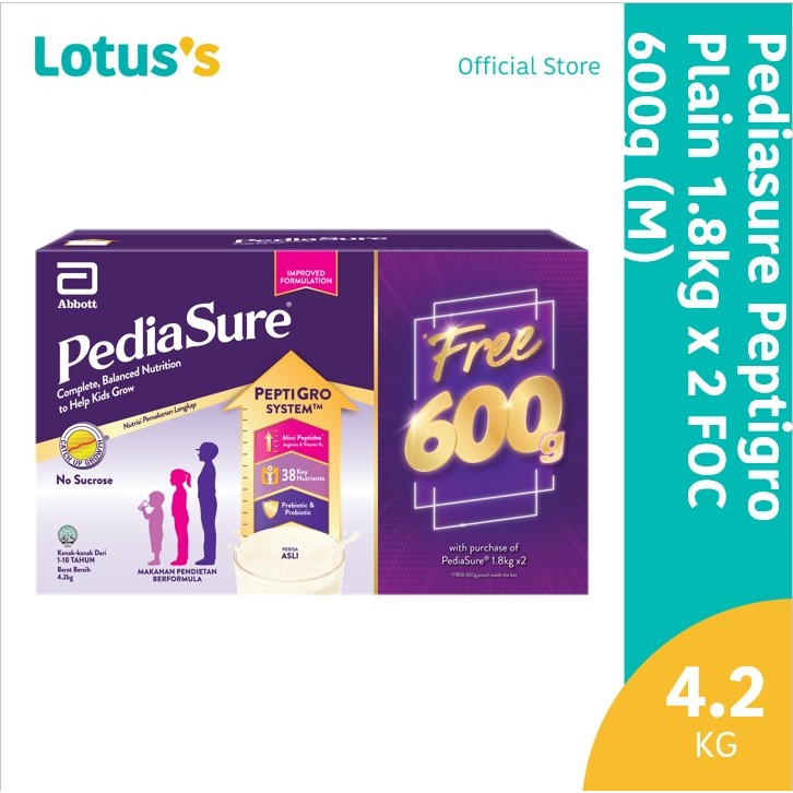 Pediasure Peptigro Plain 1.8kg x 2 FOC 600g (M) | Shopee Malaysia