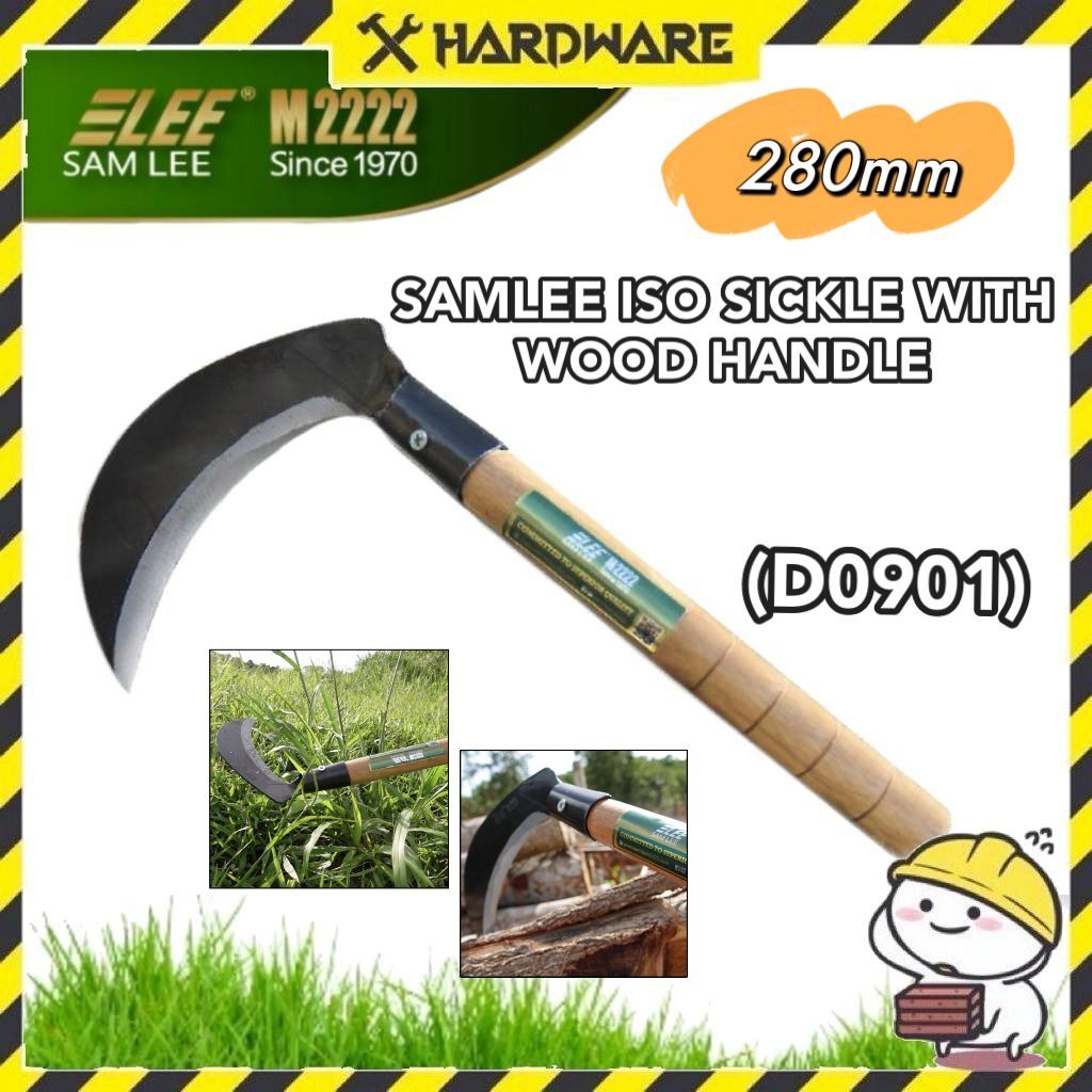 280mm SAMLEE ISO SICKLE WITH WOOD HANDLE (D0901)HANDLE GRASS CUTTER ...