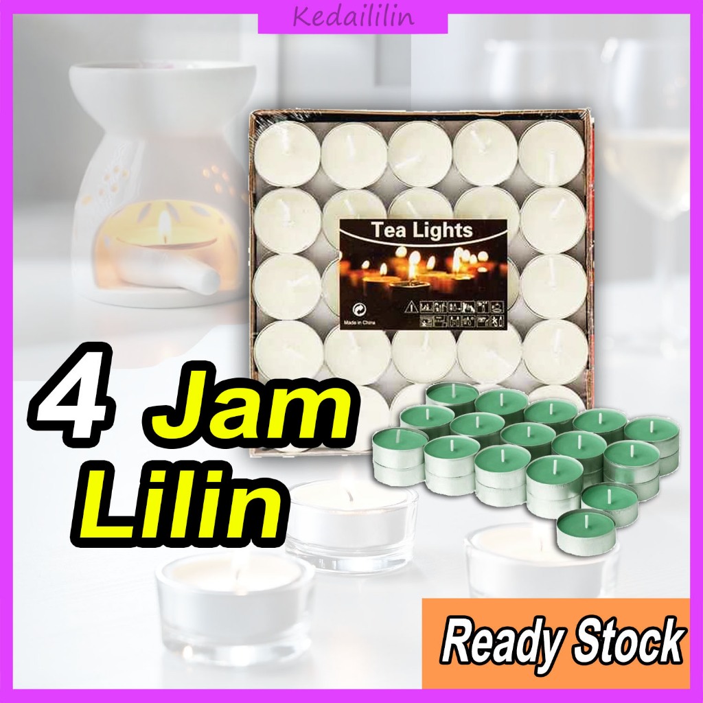 Tealight Candle 50pc Lilin Burner Putih Merah Hijao Kuning Yellow Green ...