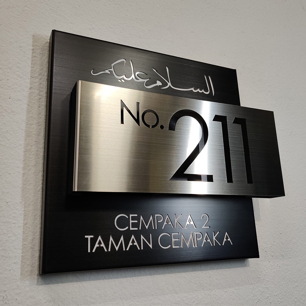 CUSTOM MADE Stainless Steel 304 Laser House Plate Address Nombor Rumah ...