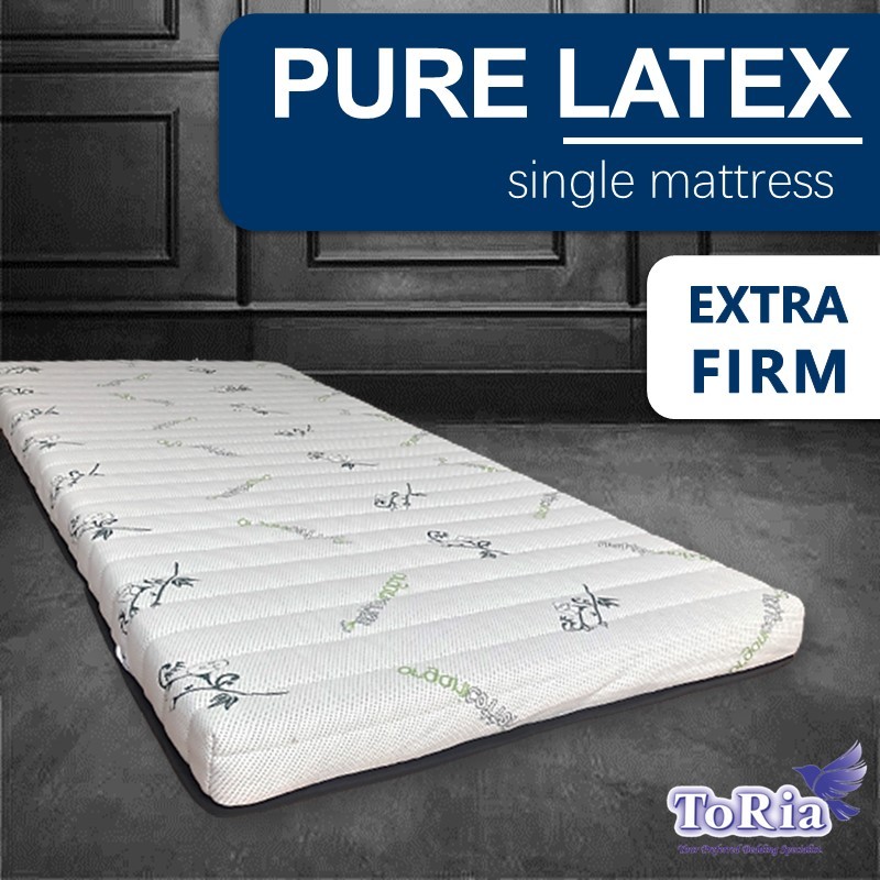 TORIA 100% Pure Latex Mattress Single Size 4 Inches / Firm / Extra Firm ...