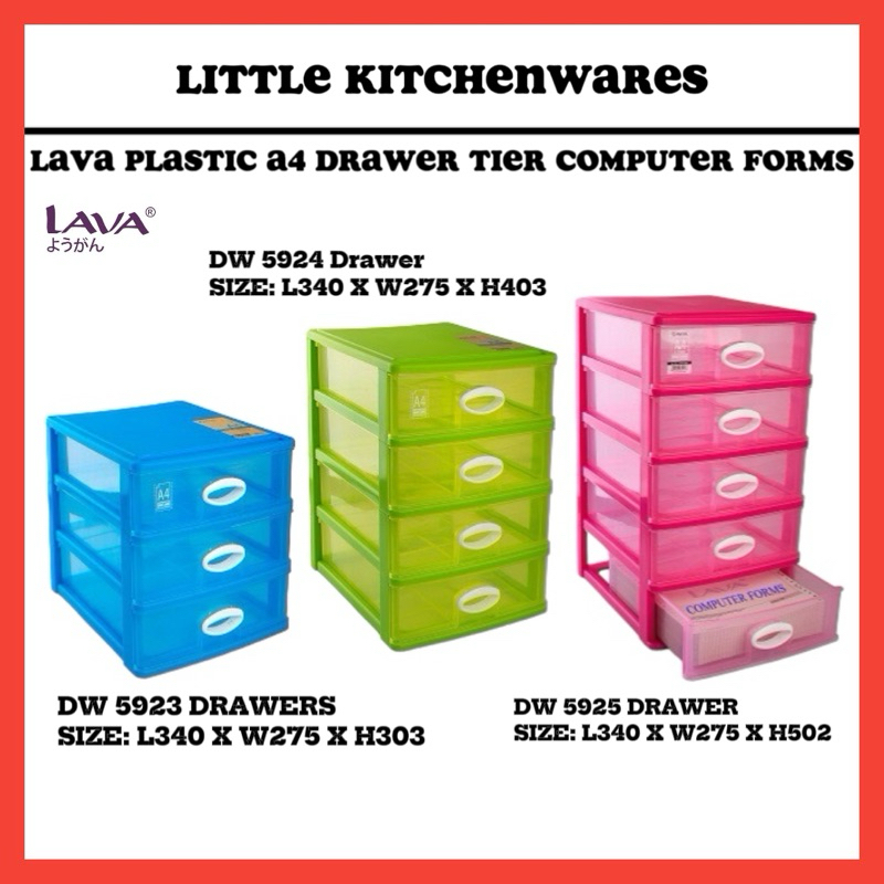 LAVA PLASTIC A4 DRAWER 3/4/5 TIER_COMPUTER FORMS_DOCUMENT DRAWER_DESK ...