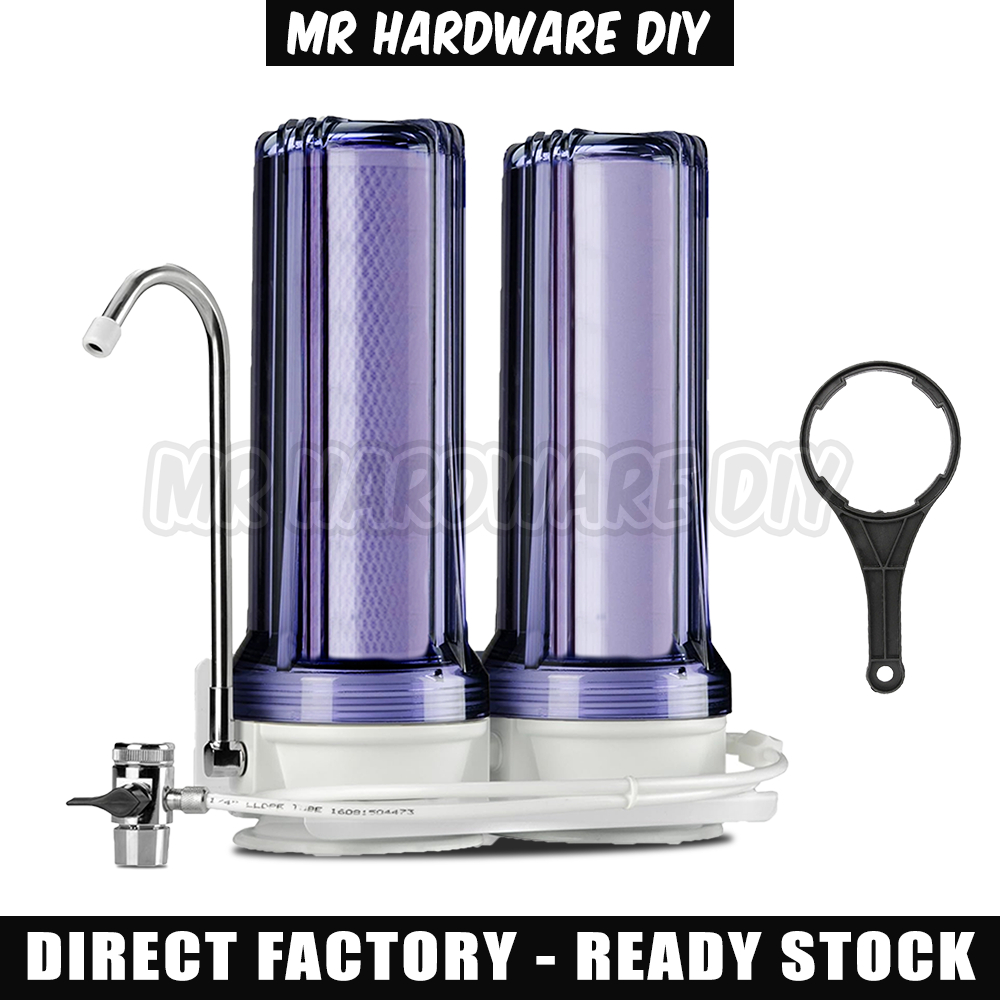 2 Stages Double Domestic Water Filter Housing System - 10" PP Sediment ...