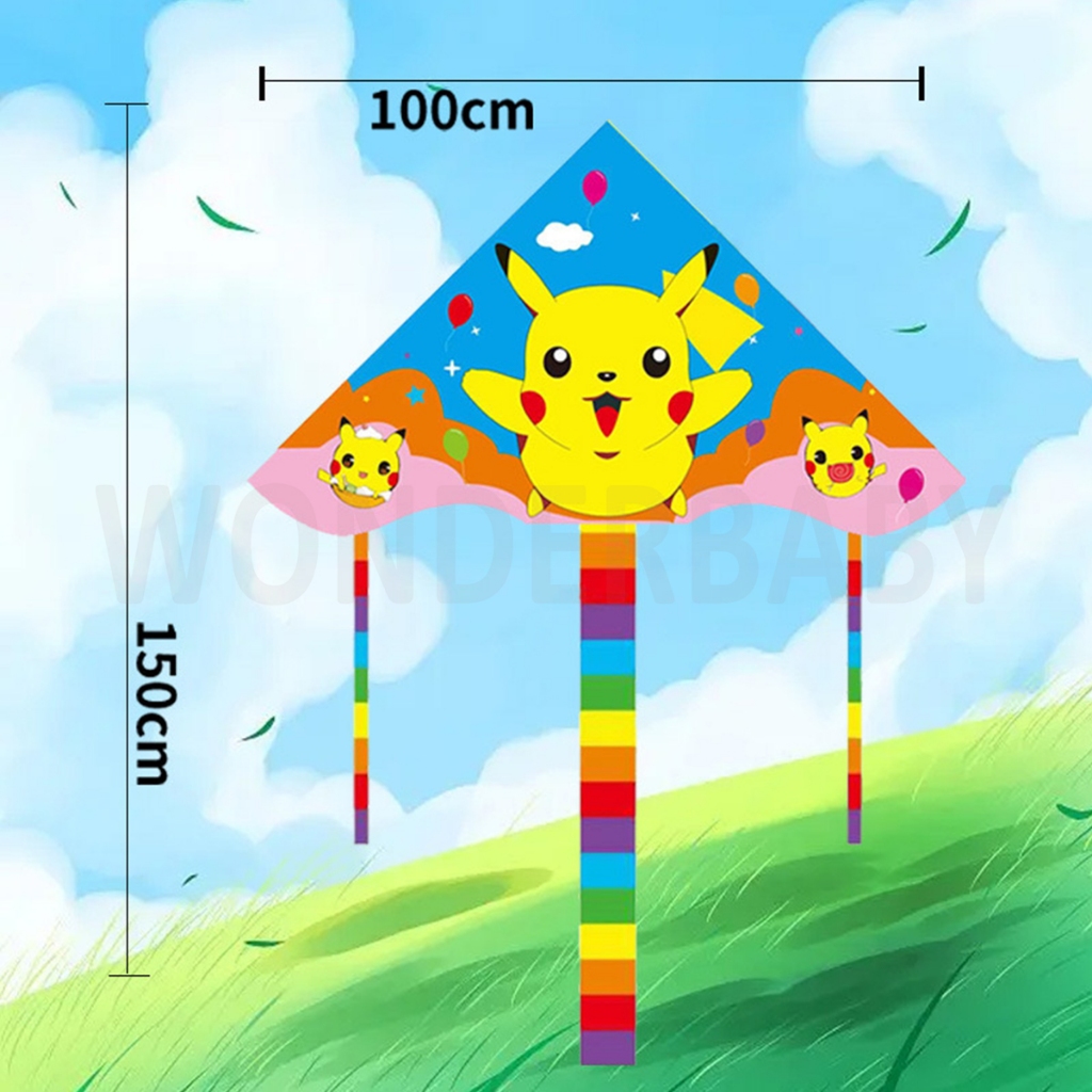 Layang Layang Cartoon Kite Flying Kite with Tail Kids Triangle kites ...