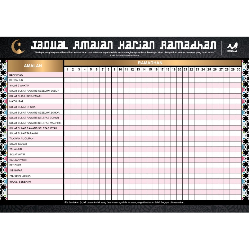 [ HQ 2025 ] CARTA RAMADHAN KALENDAR TAQWIM 30 HARI / 30 DAYS CALENDAR ...