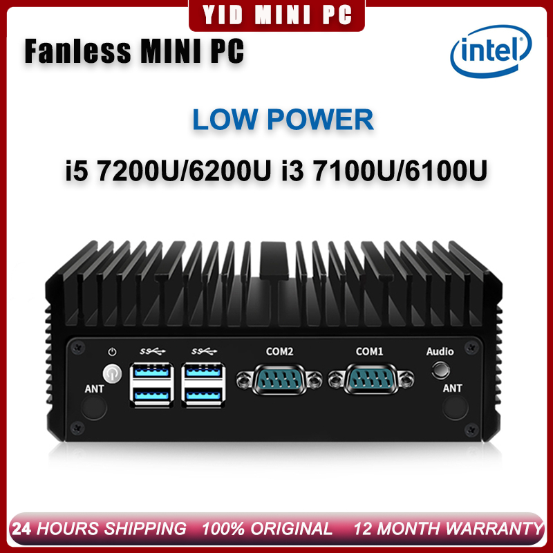 Fanless MINI PC I3 6100U/7100U I5 6500/7500U Industrial Mini PC DDR4 ...