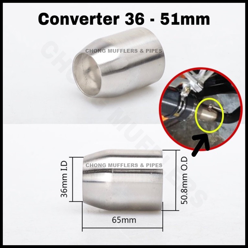 (Buy 3 Free 1) Universal Exhaust converter 36 to 51mm Adapter ...