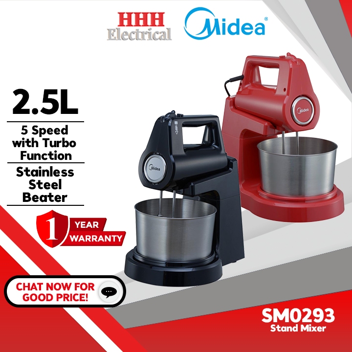 Midea Stand Mixer 2.5L Stainless Steel Bowl 5-Speed SM0293 | Shopee ...