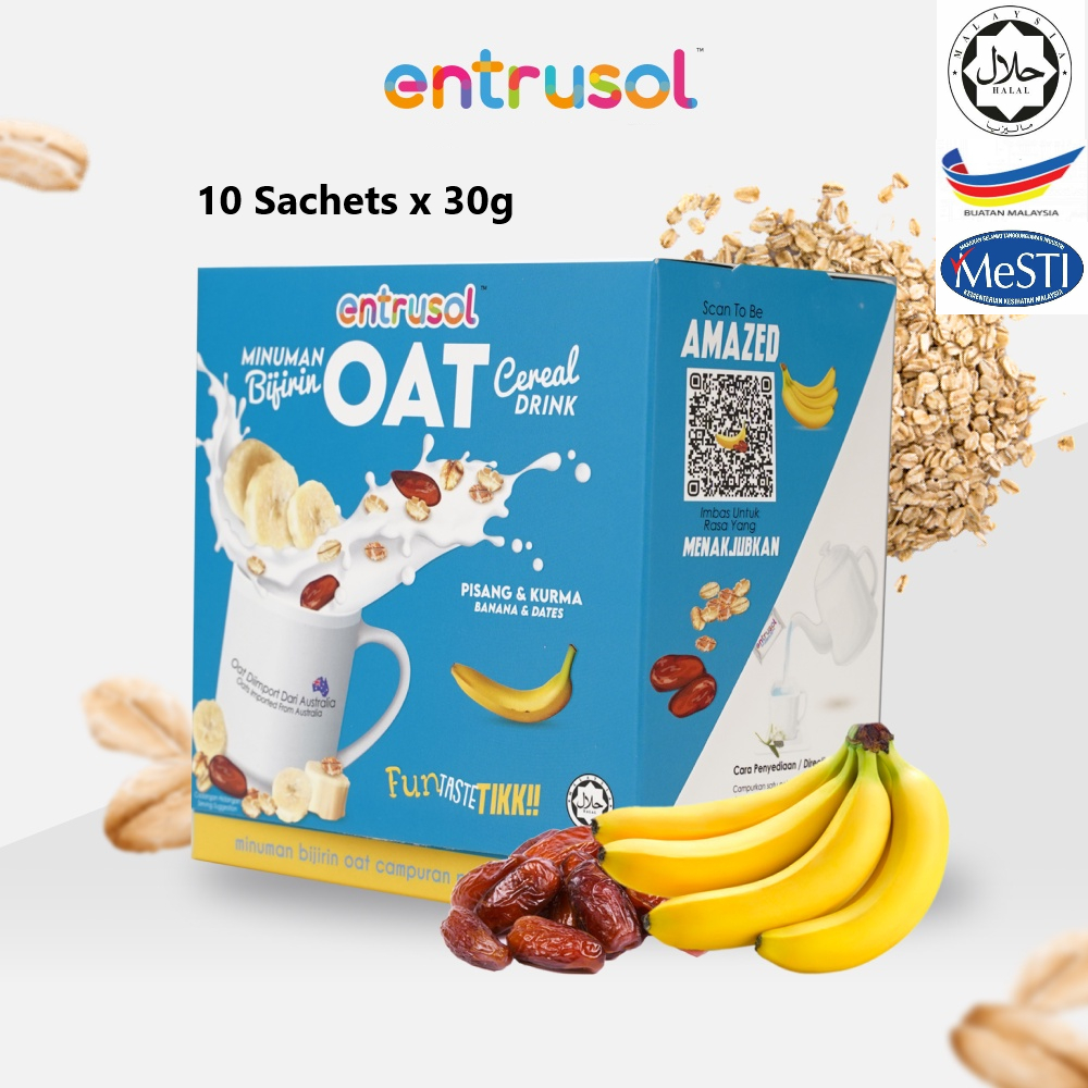 Entrusol Oat Cereal Drink – Banana & Dates | Minuman Bijiran Oat ...