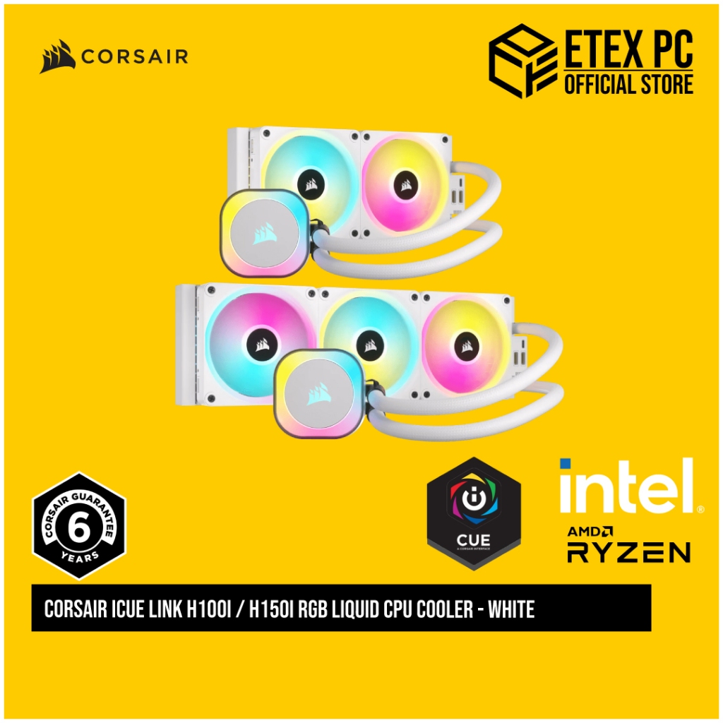 CORSAIR iCUE LINK H100i / H150i RGB Liquid CPU Cooler - White ( 240 / ...