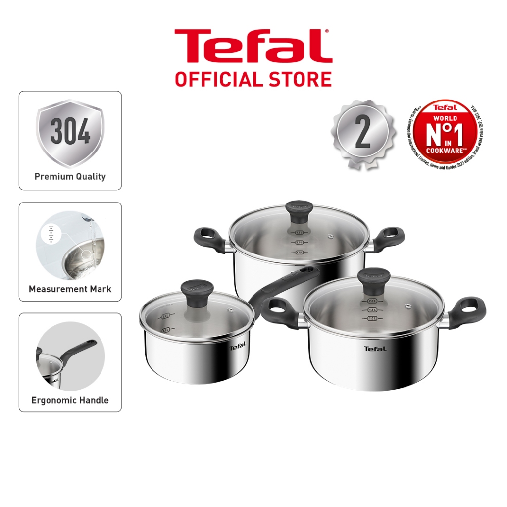 Tefal Starter 6pcs set (SCP 16cm w/lid, STW 20cm, STW 24cm) | Shopee ...