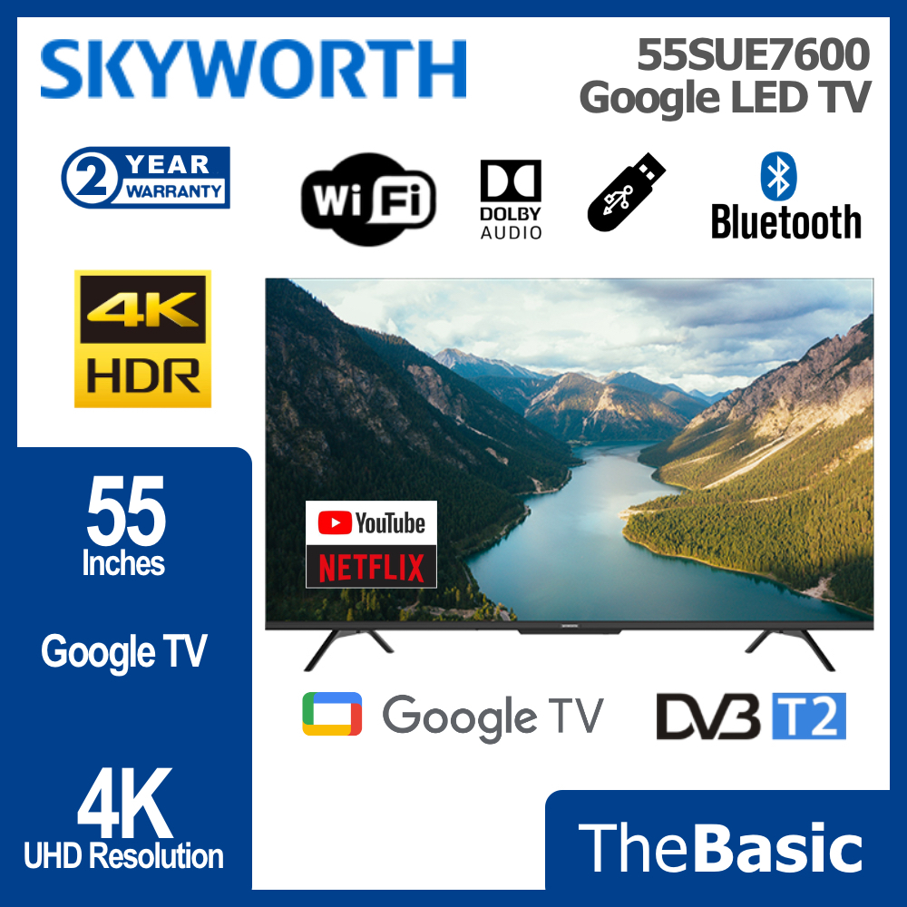 [FREE EXTRA PACKING] SKYWORTH 55"/50" LED TV 4K UHD Google TV ( 55SUE7600 / 50SUE7600 ...