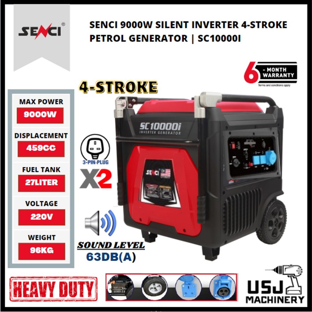 SENCI 9000Watt Silent Inverter 4-stroke Petrol Generator SC10000i ...