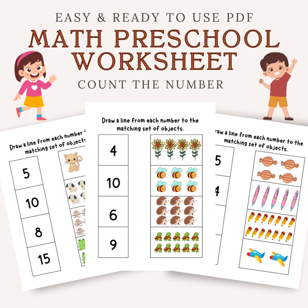 [003] PDF Counting Objects Math Worksheet for Preschool Kids, Addition ...