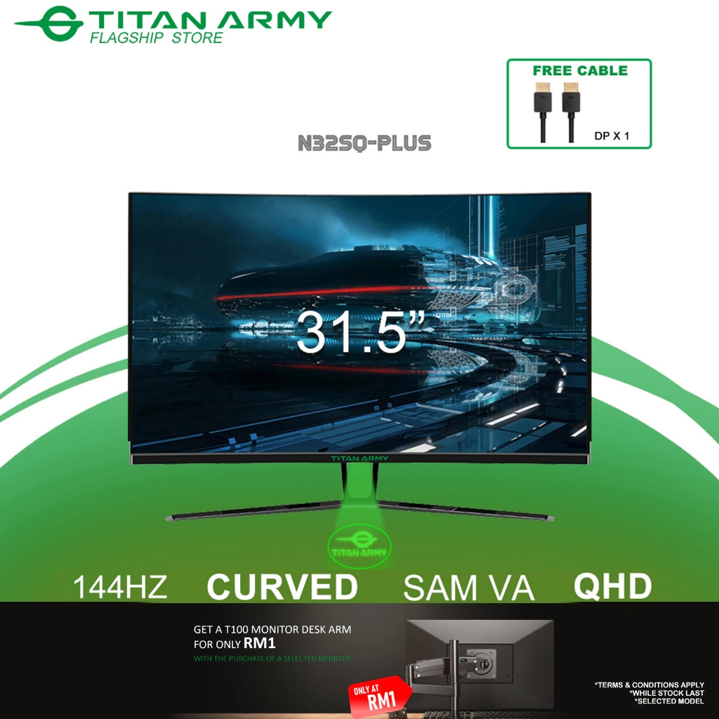 Samsung TITAN ARMY VA Curved 144Hz 2K QHD Gaming Monitor (32") N32SQ ...
