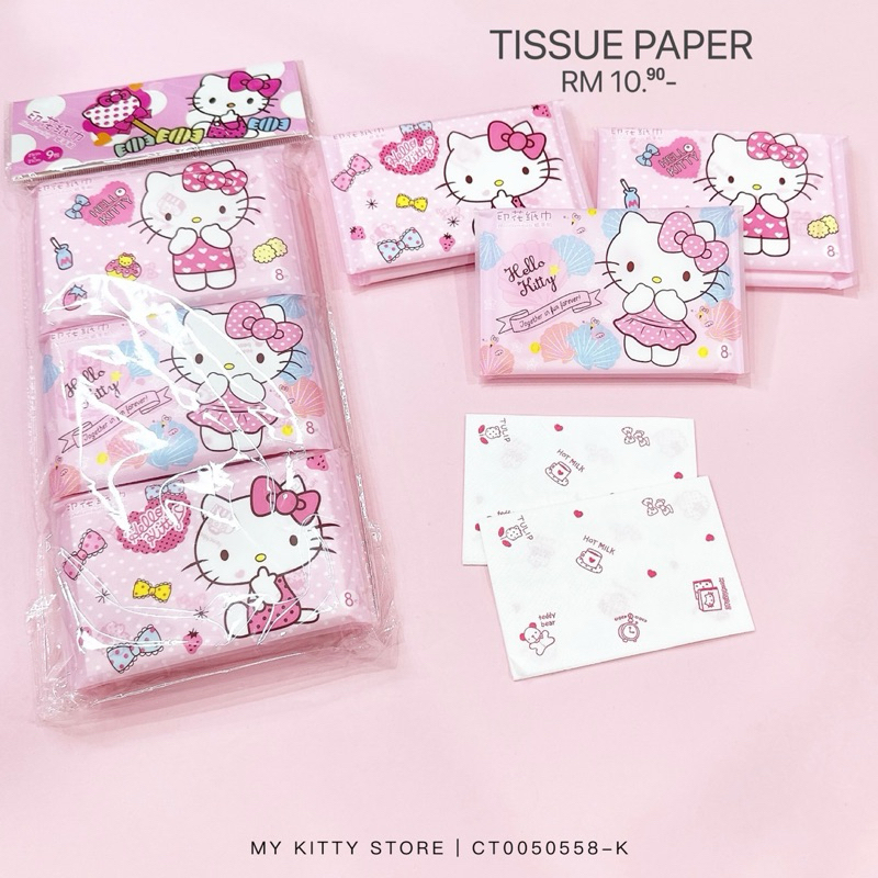 Hello Kitty Printed Tissue Set Of 9 Packets 3-Ply Tissue Paper | Shopee ...