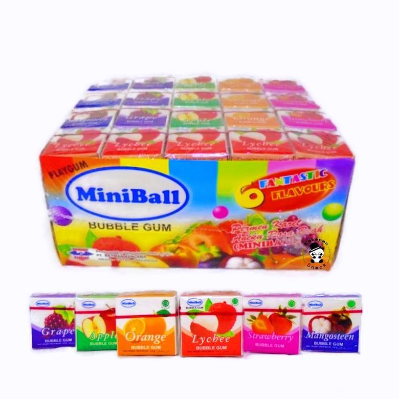 100PCS MINIBALL BUBBLE GUM (6 EXCITING FLAVORS) MINI BOX 口香糖 GULA GETAH ...