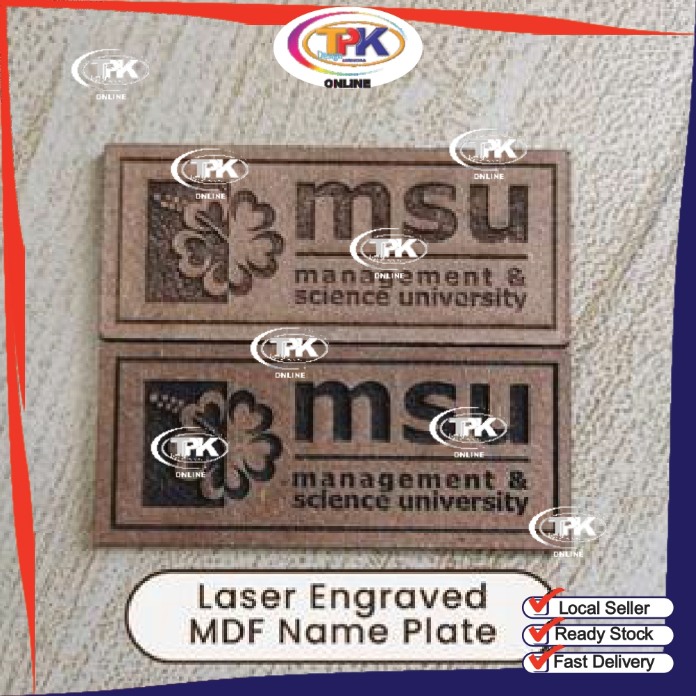Laser Engraved MDF Wooden University Name Plate Laser Cutting | Shopee ...