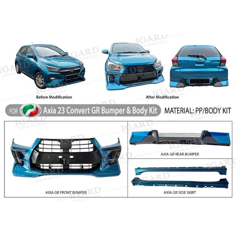 Perodua Axia 23 New GR bumper fullset PP material | Shopee Malaysia