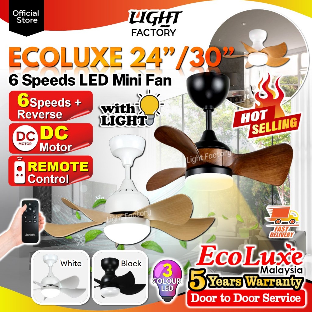 ECOLUXE DC Motor Mini Fan 24" 30" | FANZÓ Honey Baby Fan with Light 6 ...