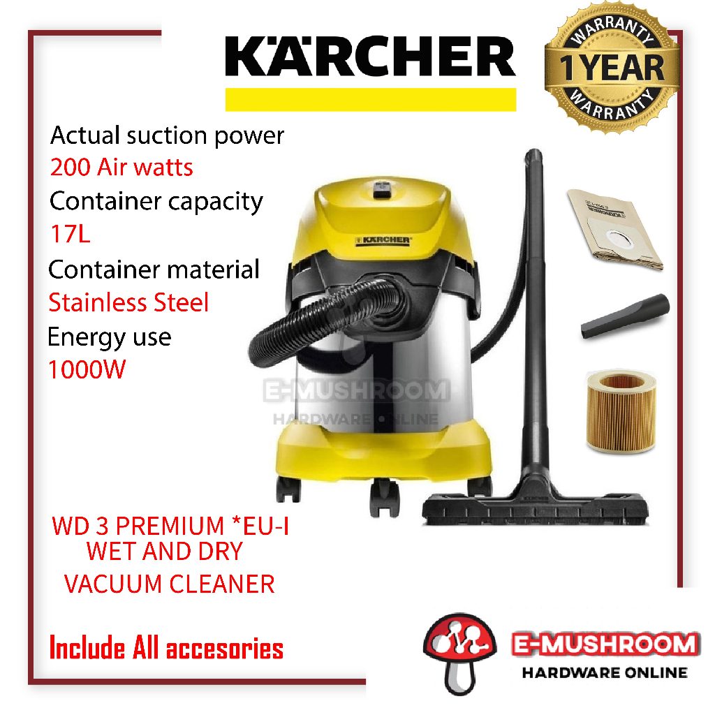 Karcher WD3 Premium / WD3S V-17/4/20 / WD3 P V-17/4/20 Wet & Dry Vacuum Cleaner | Shopee Malaysia