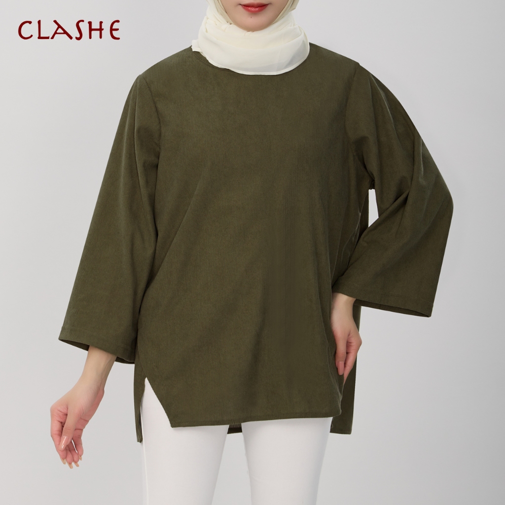 Clashe Baju Kemeja Perempuan Style CORDUROY Loose-Fitting Wanita Party ...