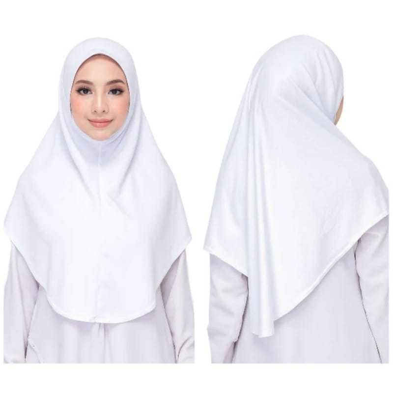 Tudung Sarung Sekolah Getah Putih Nila | Tudung pinless Minim Iron ...