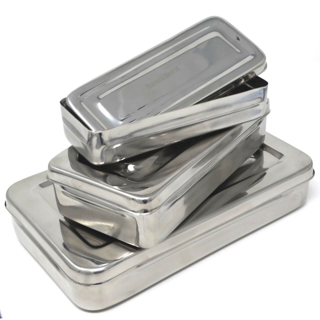 Stainless Steel Instrument Storage Box with Lid, Medical Veterinary ...