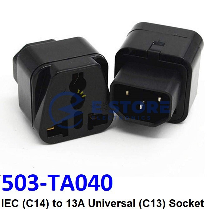 IEC C14 to Universal C13 Socket Power Adapter AC Plug - 503-TA040 ...