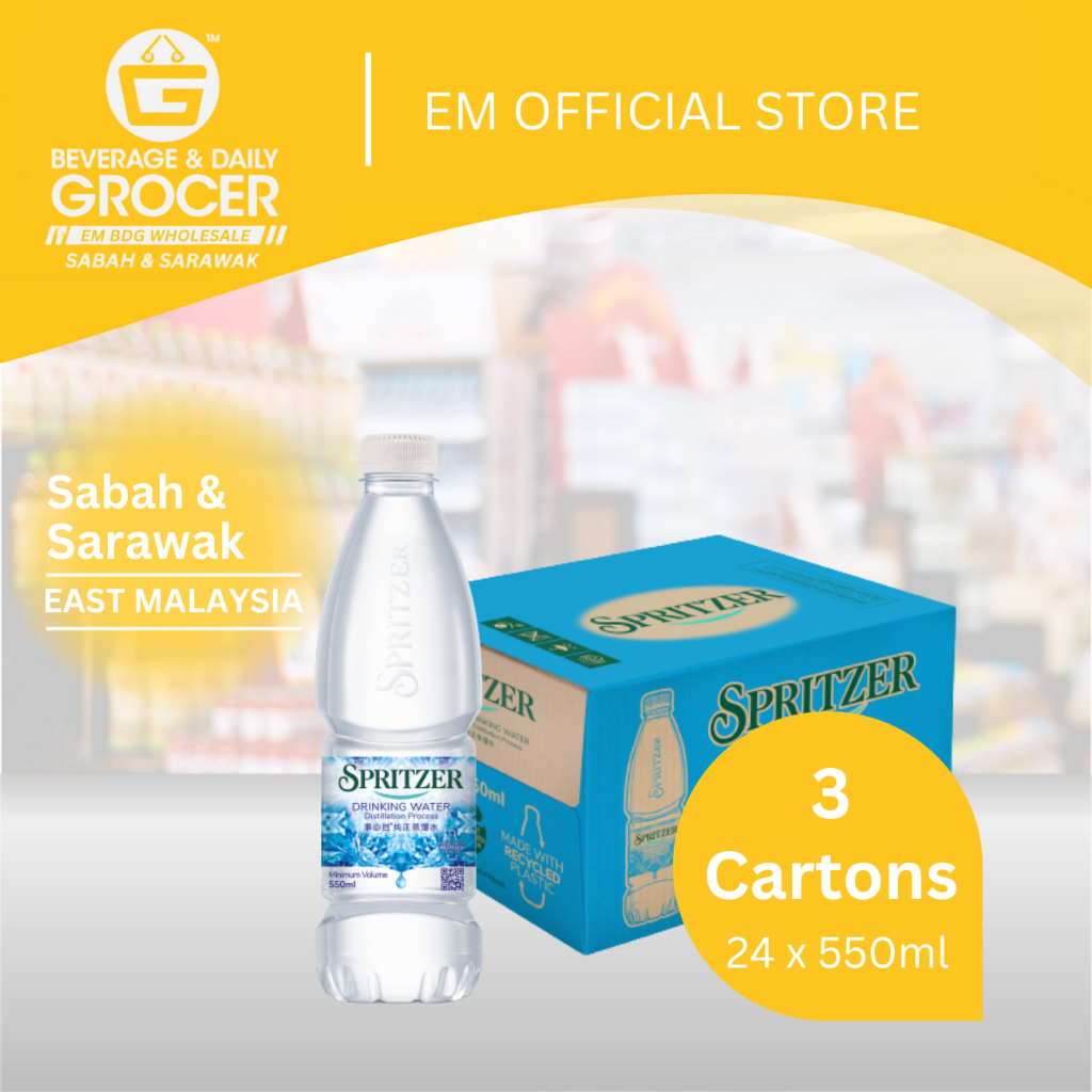 Spritzer Distilled Drinking Water 24 x 550ml | Shopee Malaysia