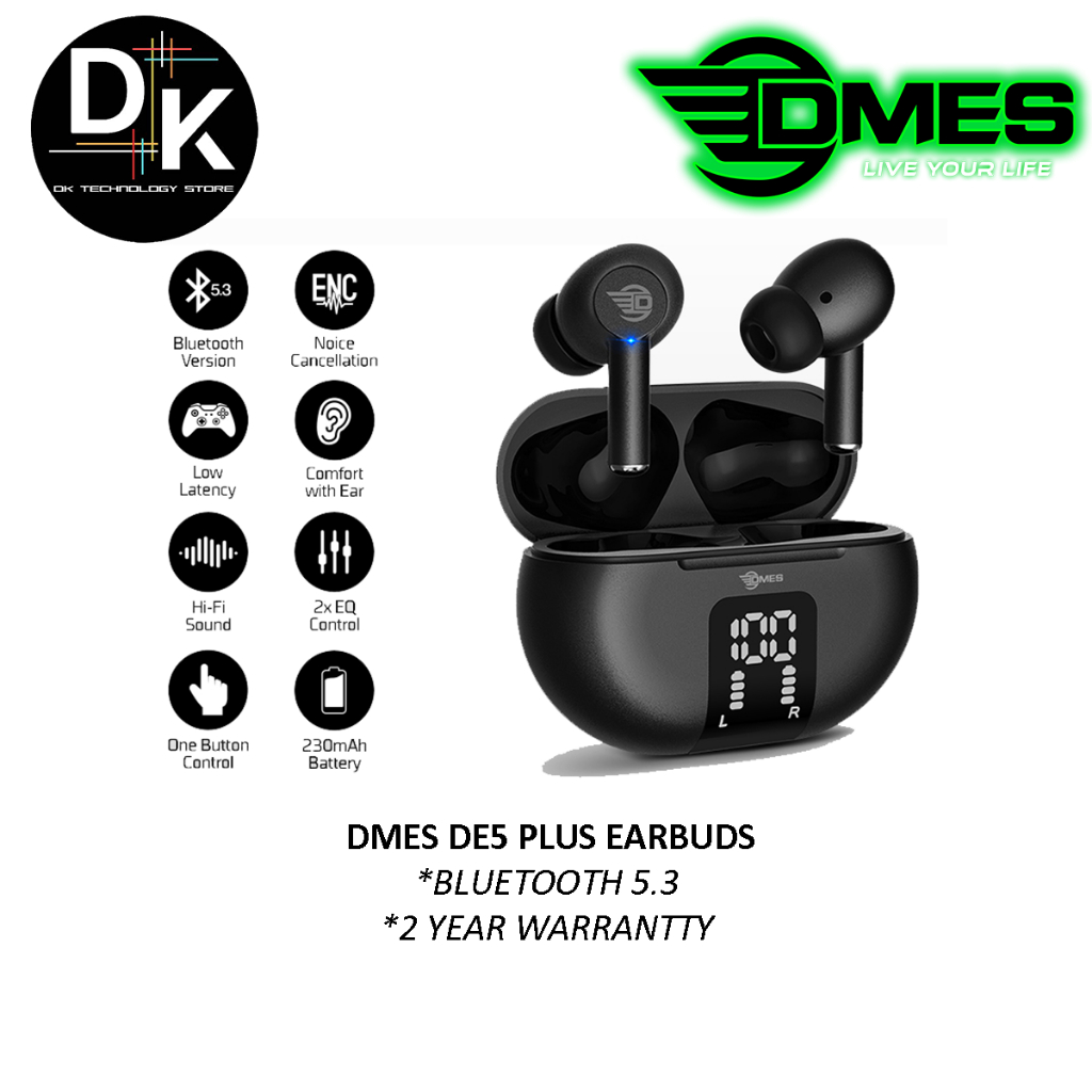 DMES DE5 Plus True Wireless Earbuds Bluetooth 5.3 TWS Sport Gaming ...