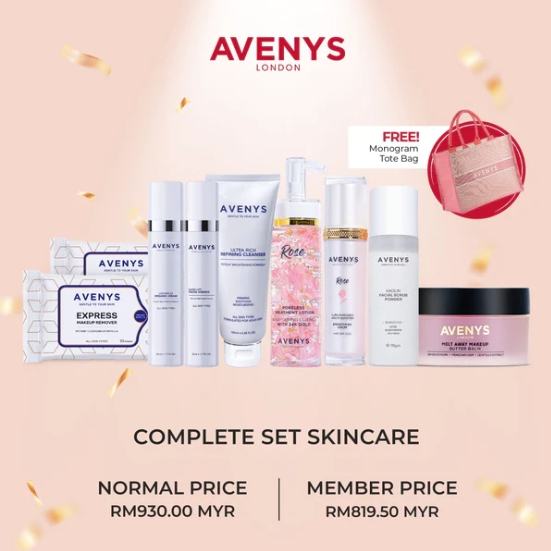 AVENYS COMPLETE SET SKINCARE & MELT AWAY MAKEUP BALM ( FREE PINK MONOG ...