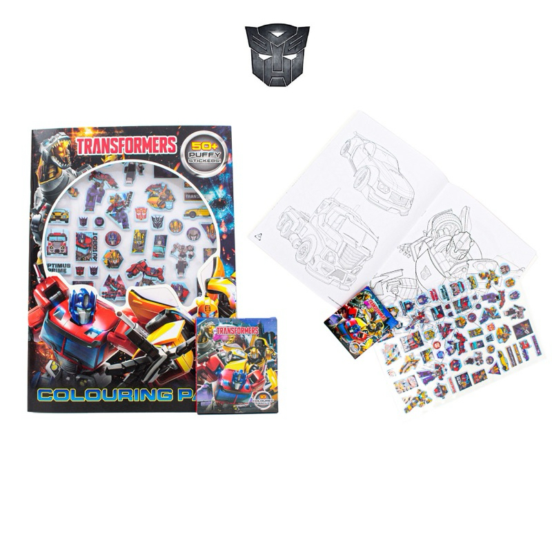 Transformers Colouring Pad Colour Pencil With Puffy Sticker Set ...