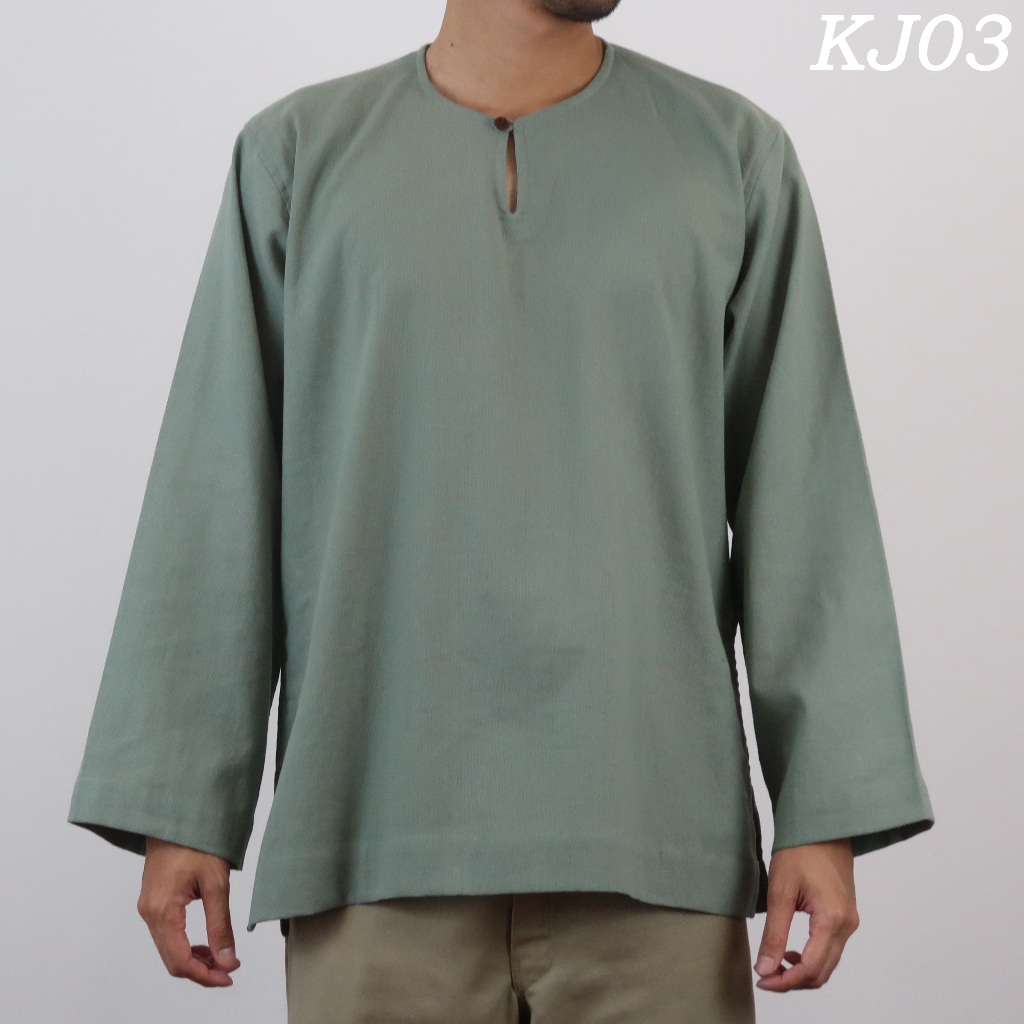 Lanbaharin Kurta Men's Linen Cotton Long Sleeve Shirt Raya | Shopee ...