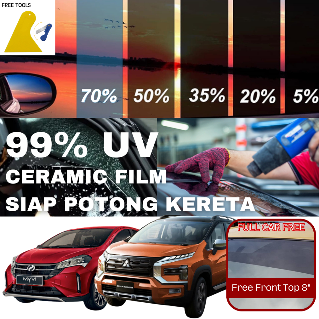 CERAMIC FILM TINTED KERETA SIAP POTONG 90% TAHAN PANAS 99% TAHAN UV ...