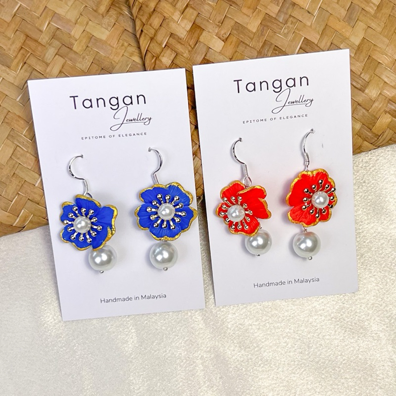 Royal Blue Hibiscus Bunga Raya Dangle earring |Dainty Elegant cute ...