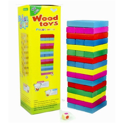 Wood Tower Stacker Board Games Building Blocks Colorful Stacking Wooden ...