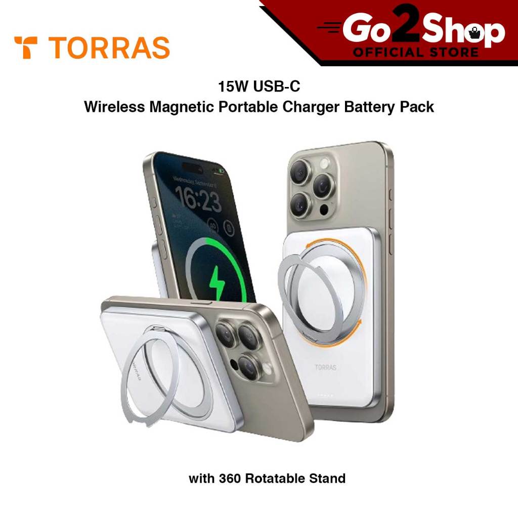 TORRAS 5000mAh 15W USB-C Wireless Magnetic Portable Charger Battery ...