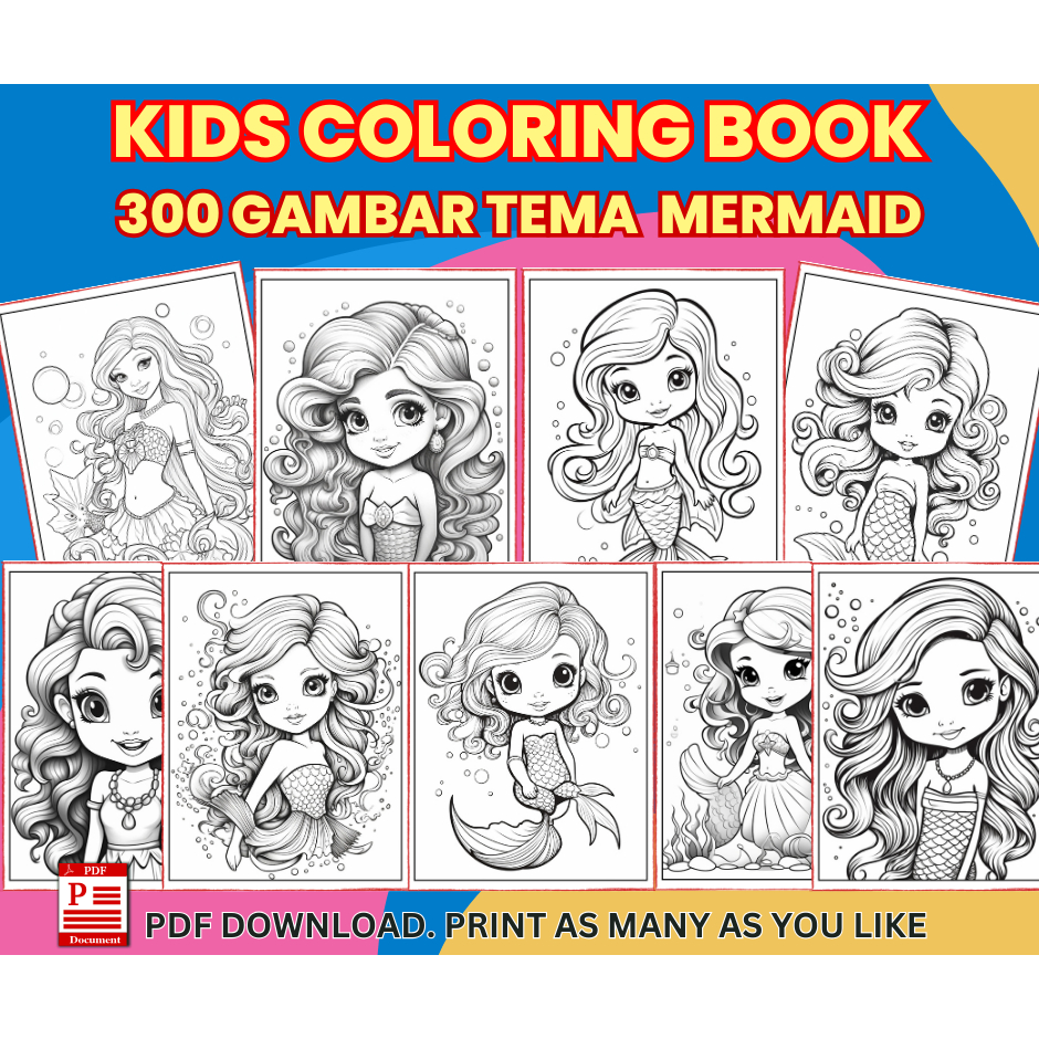 [PDF] 300+ KIDS COLORING PAGES TEMA MERMAID - Colouring Book For Kids ...