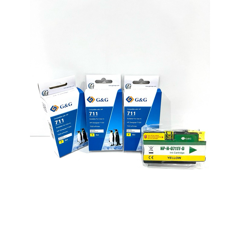 G&G HP 711 CZ136A CZ132A Yellow Ink Cartridge 3-Pack 26ml Designjet ...
