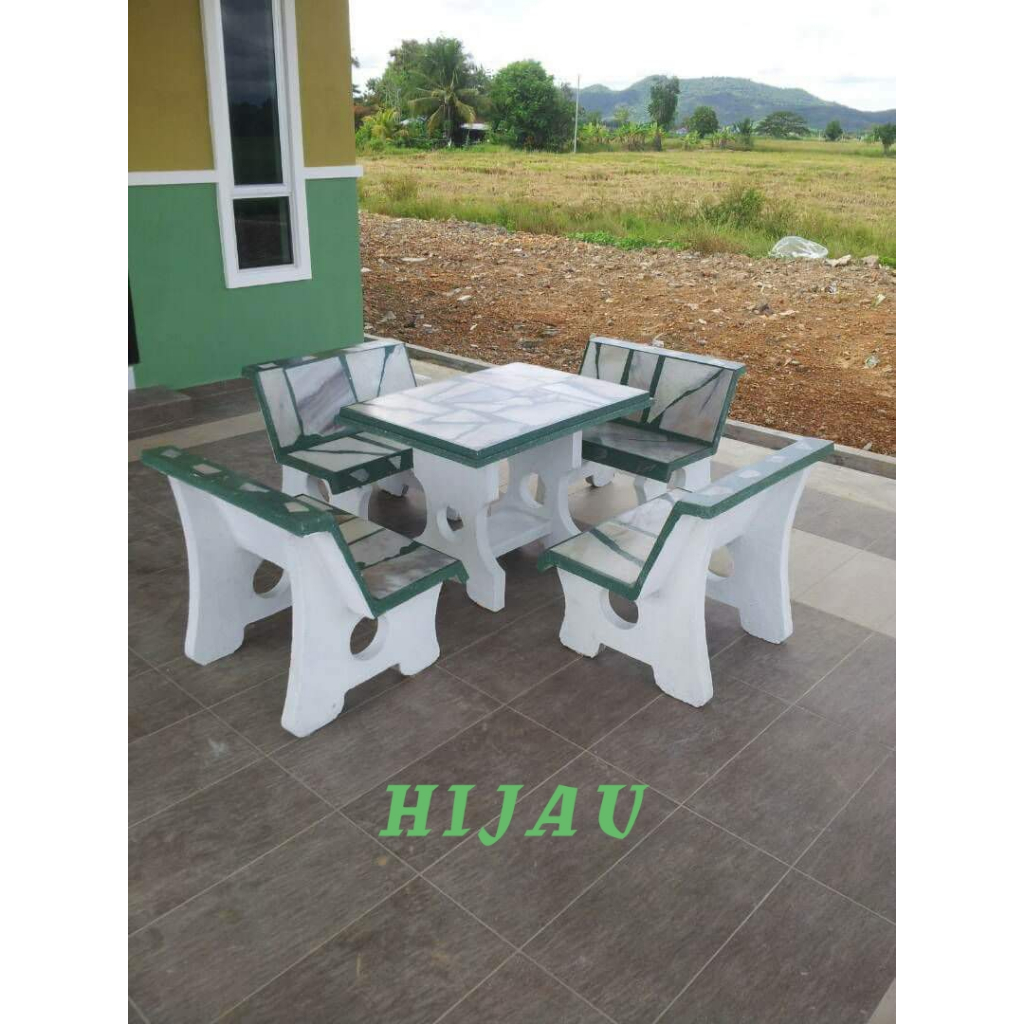 SET SEGI KERUSI MEJA BATU WARNA HIJAU DIRECT KILANG & TAHAN LASAK ...