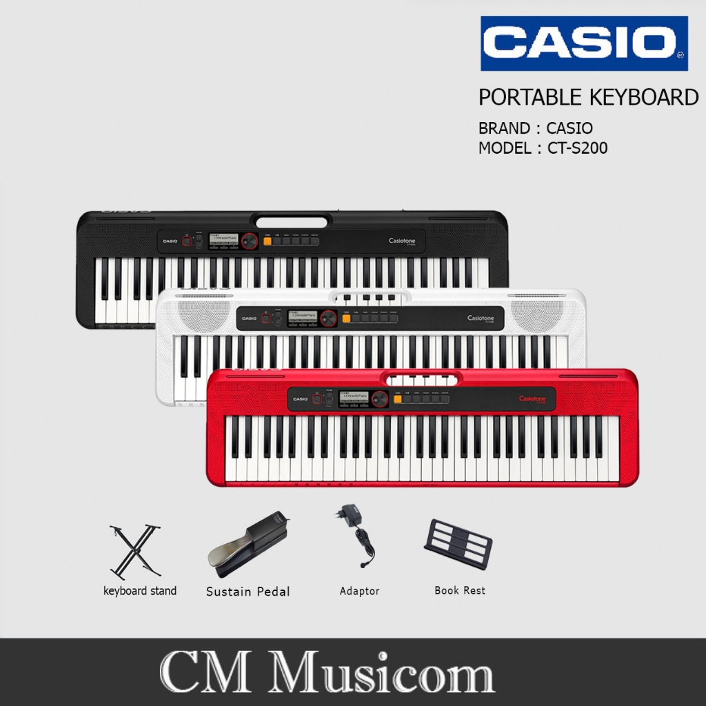 Casio CT-S200 Portable Keyboard 61 keys with Sustain Pedal & Stand ...