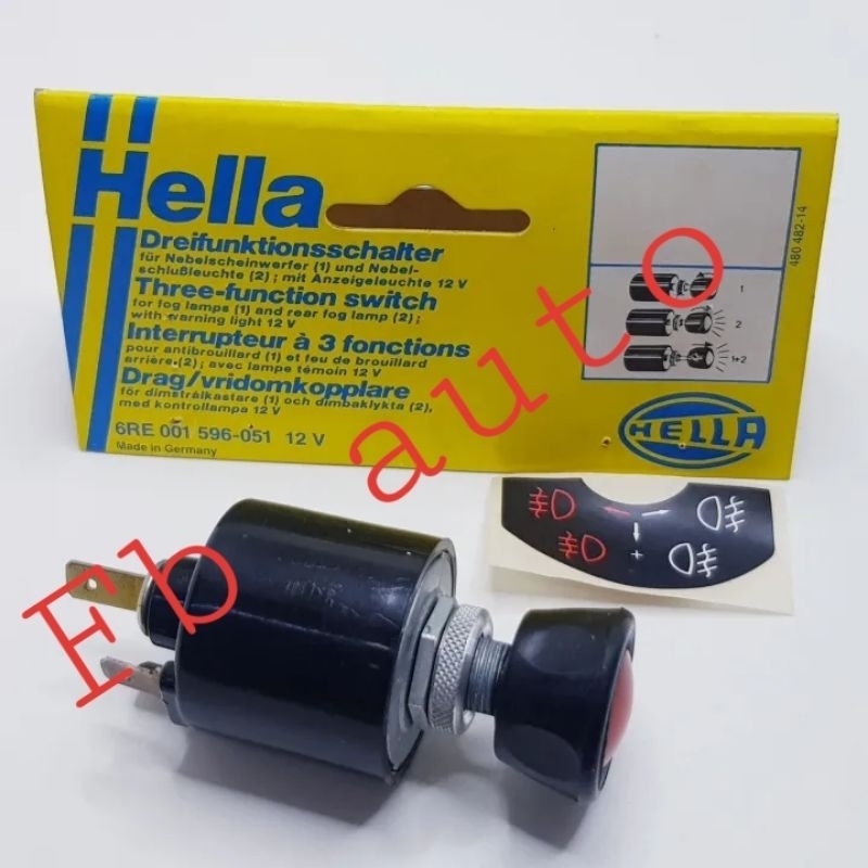 Hella 6RE 001 596-051 12V 4PIN 1WAY PULL SWITCH FOR FOG LAMP AND REAR ...
