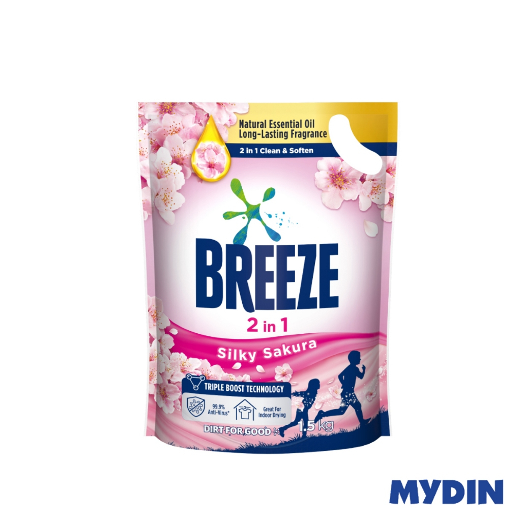 Breeze Detergent Liquid 2 in 1 Silky Sakura Refill (1.5kg) | Shopee ...