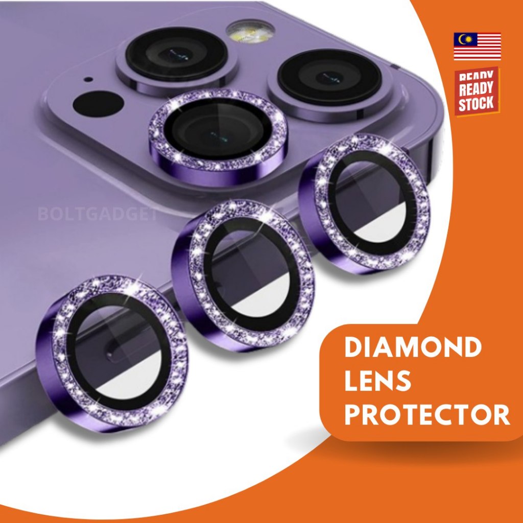Diamond Camera Lens Protector for iP 15 16 17 Pro Max 15 Plus 14 13 11 ...