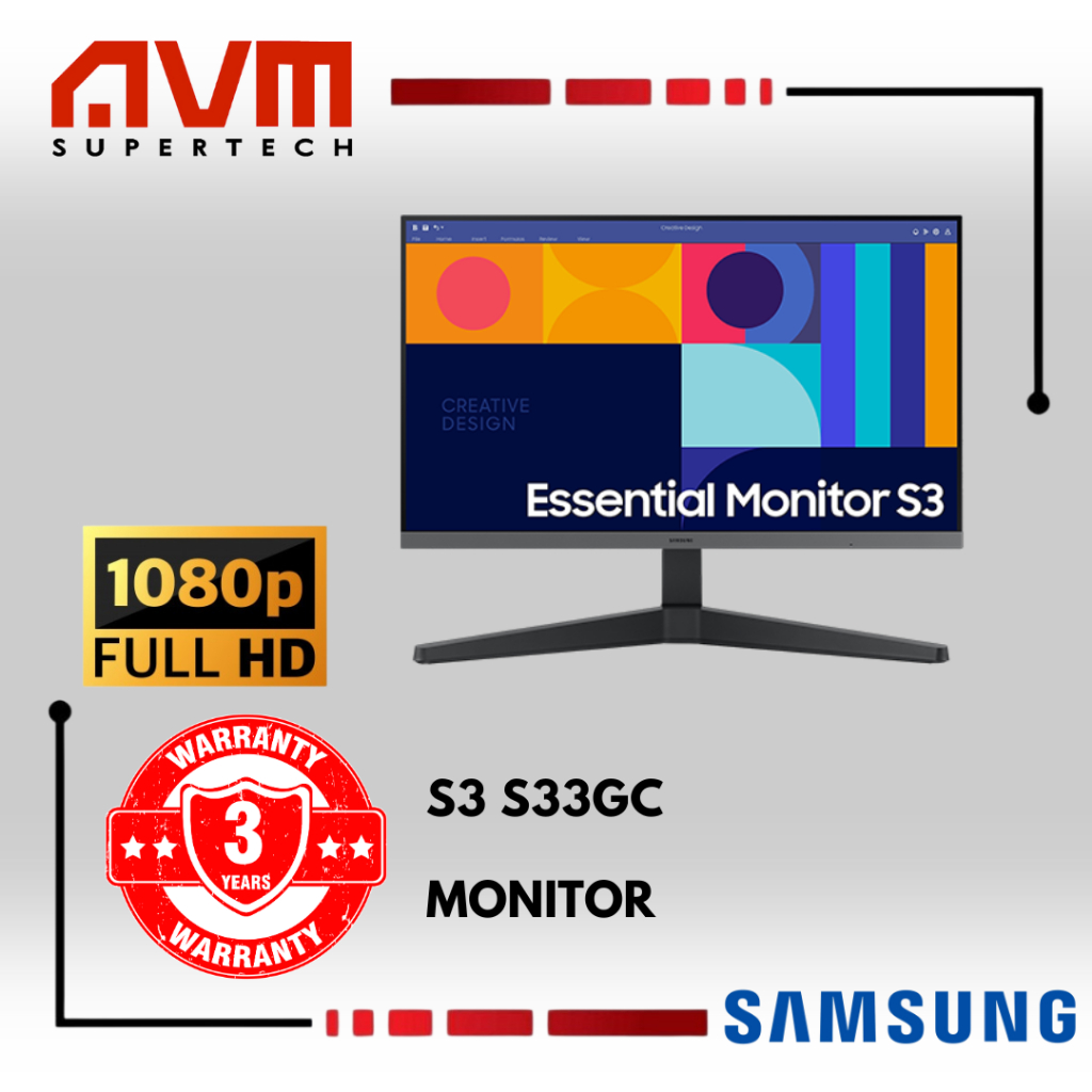 AVM SAMSUNG 24" S3 S33GC 1920 x 1080 (FHD) 100Hz Essential Monitor ...