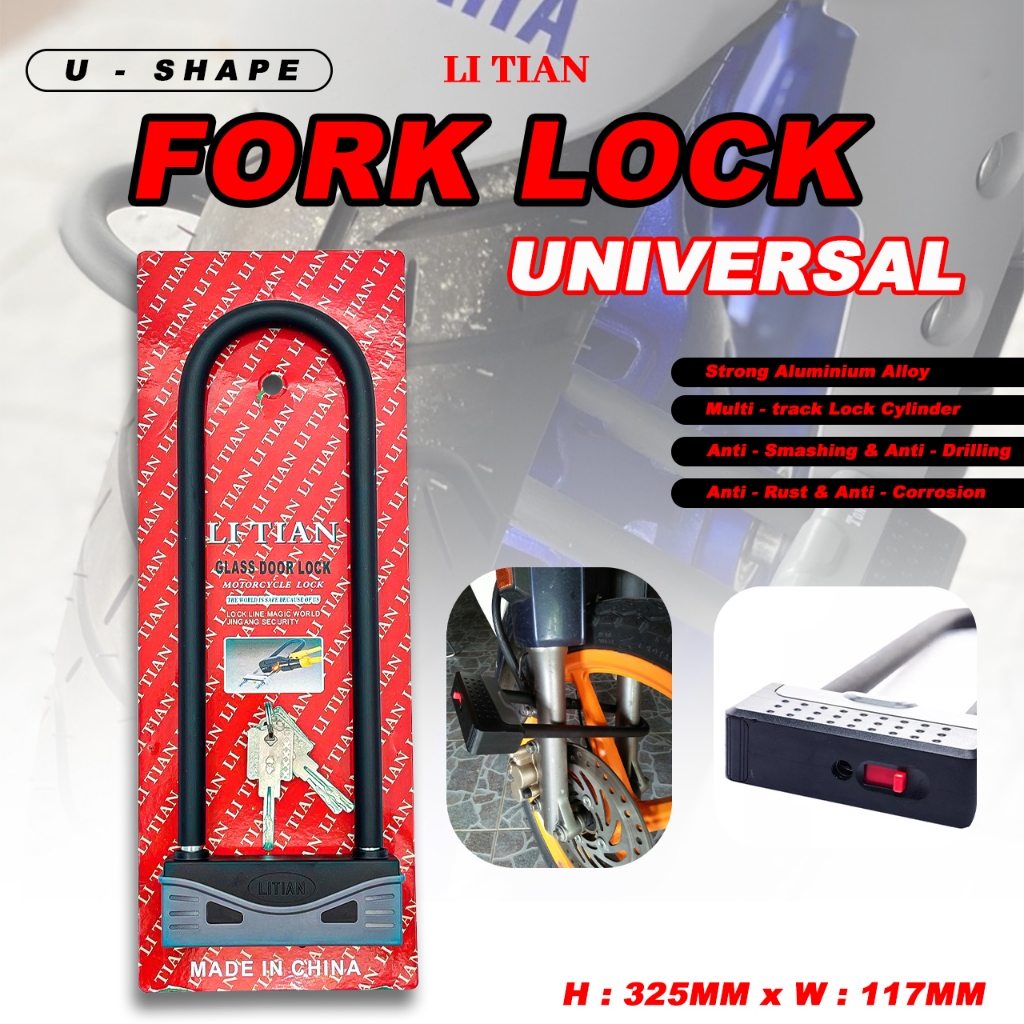 LI TIAN FORK LOCK HEAVY DUTY SECURITY LOCK MOTORCYCLE KUNCI MOTOR ...
